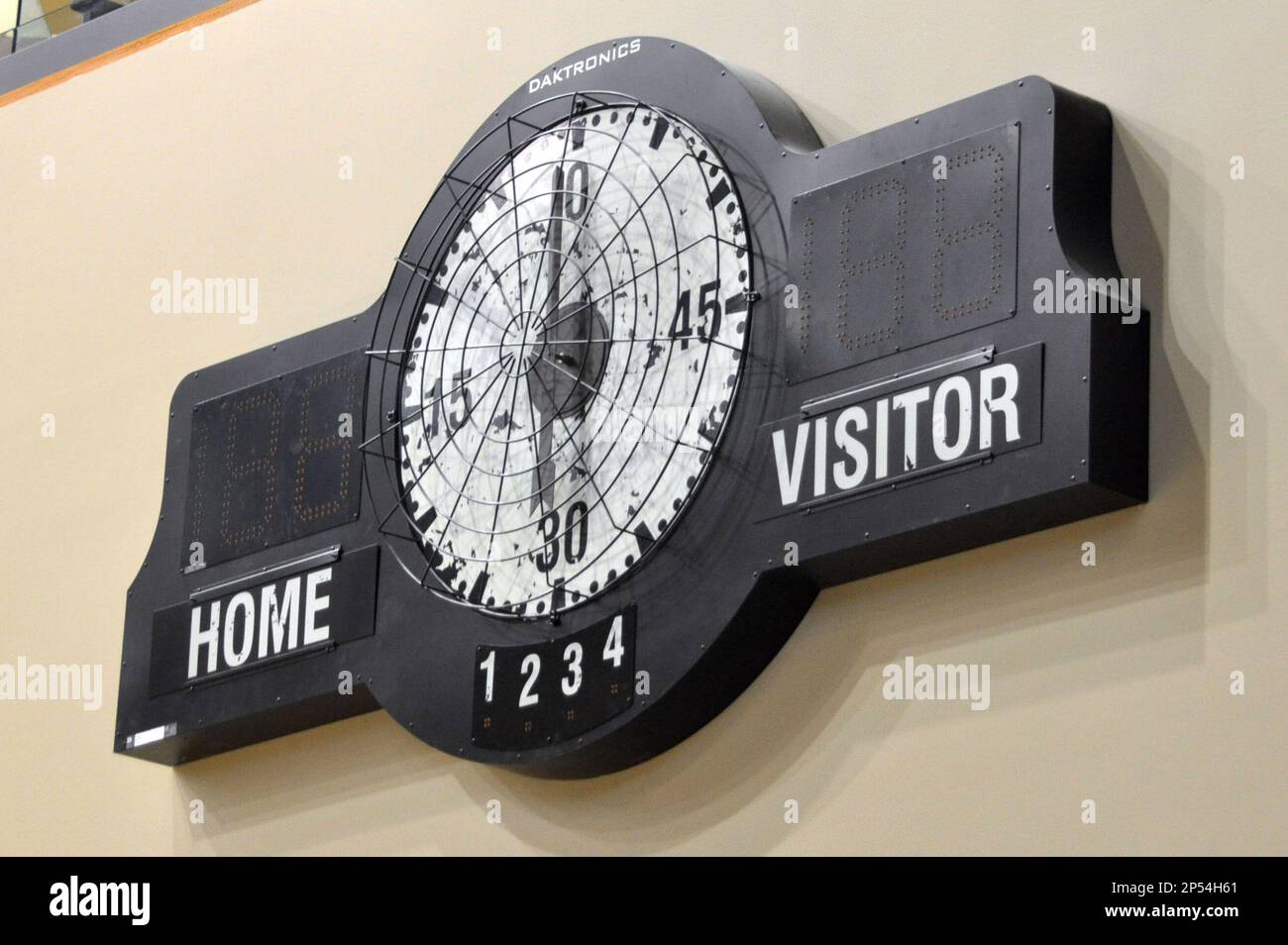 In this Friday, Sept. 6, 2013, photo, a throwback scoreboard featuring ...