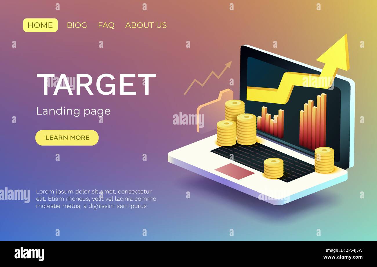 Landing page laptop trading, website banner message. Vector ...