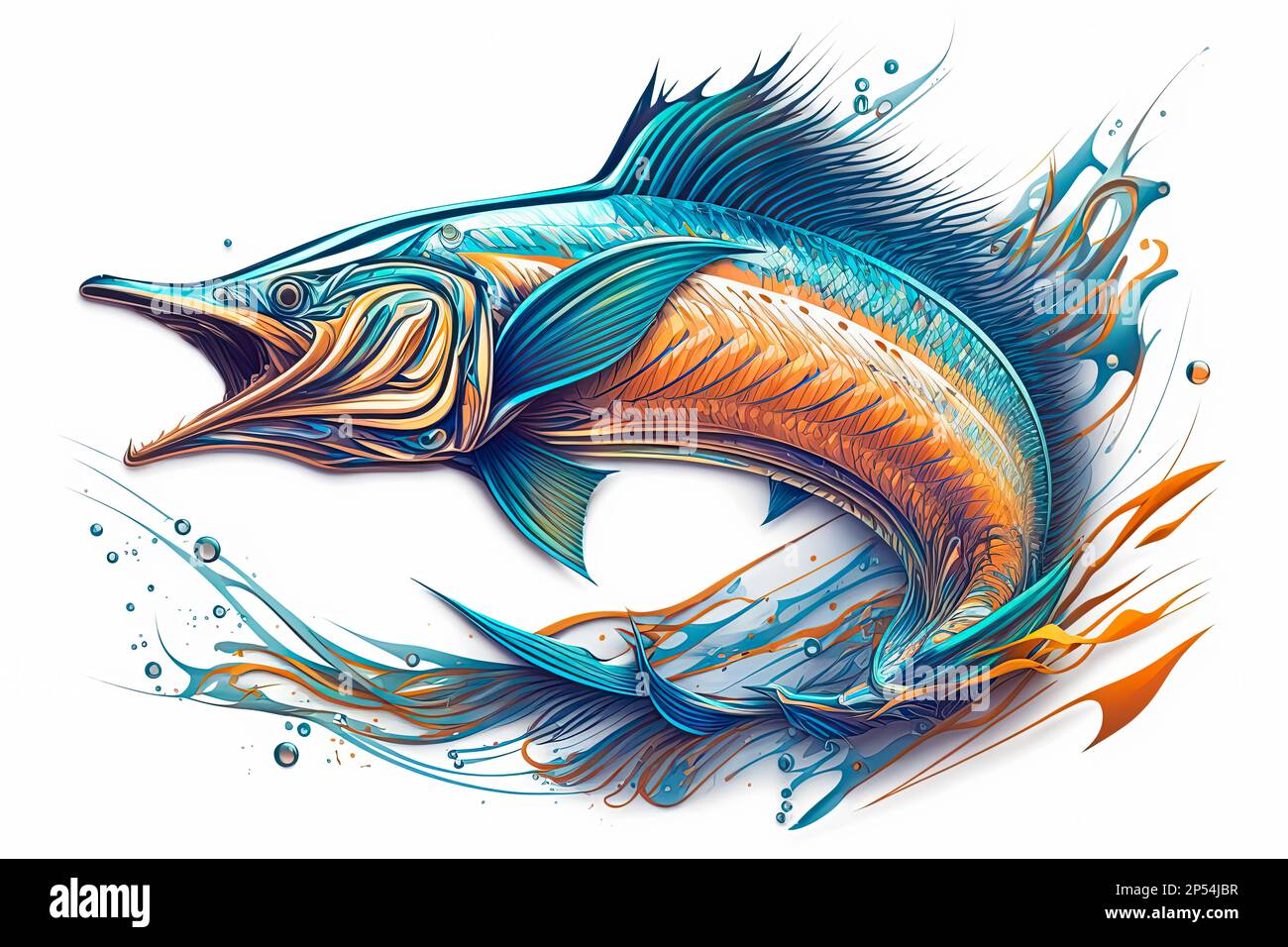 Cartoon sea fish isolated white Cut Out Stock Images & Pictures - Alamy