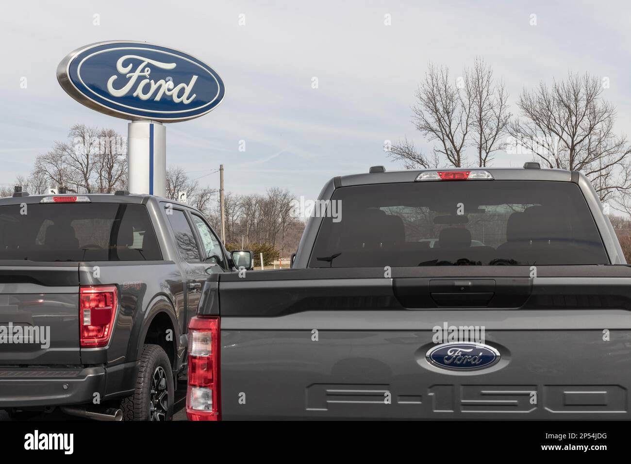 Anderson - Circa March 2023: Ford F-150 display at a dealership. The ...