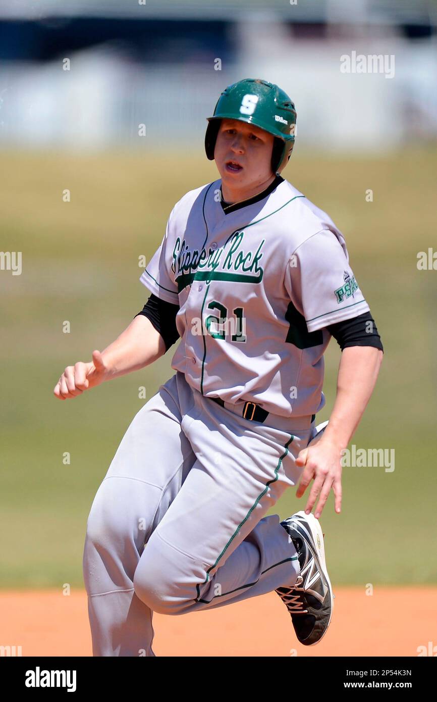 Slippery Rock catcher Kevin Jovanovich (21) during a game against the ...