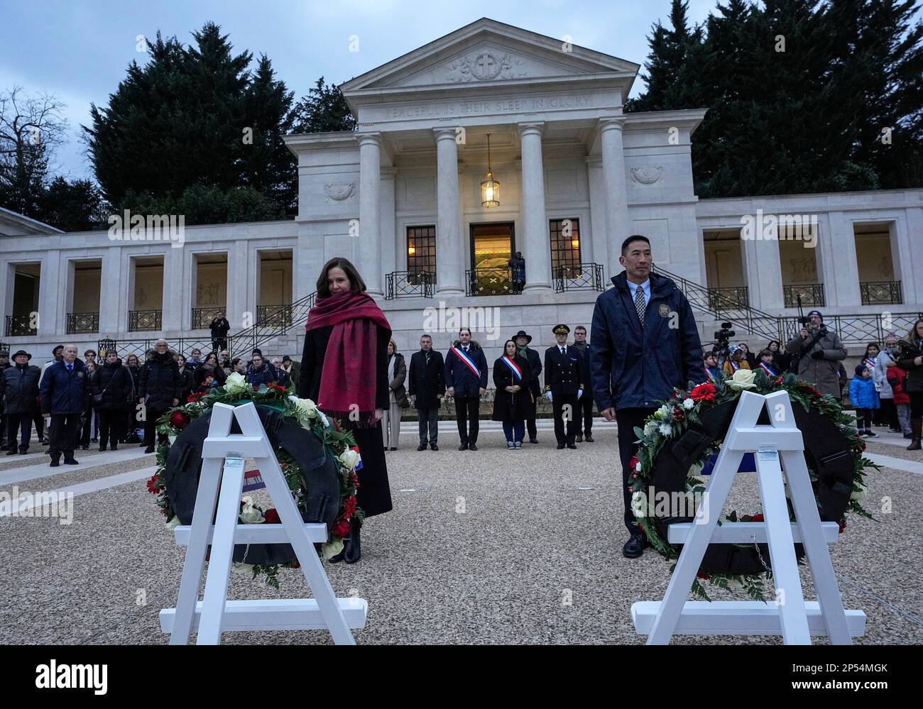 U.S Ambassador to France Denise Campbell Bauer, left, and American ...