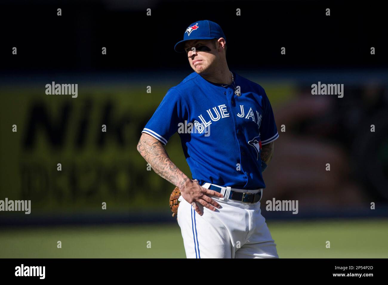 Toronto Blue Jays' Brett Lawrie stands on third base during the first ...