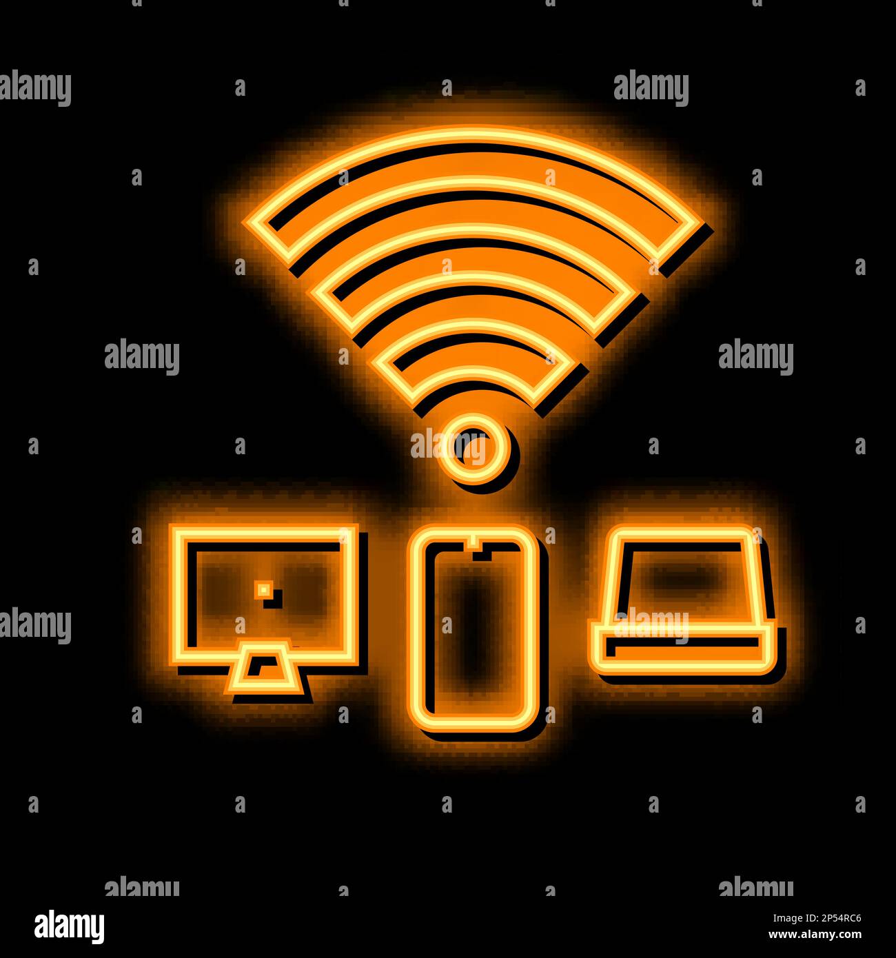 internet connection devices neon glow icon illustration Stock Vector ...