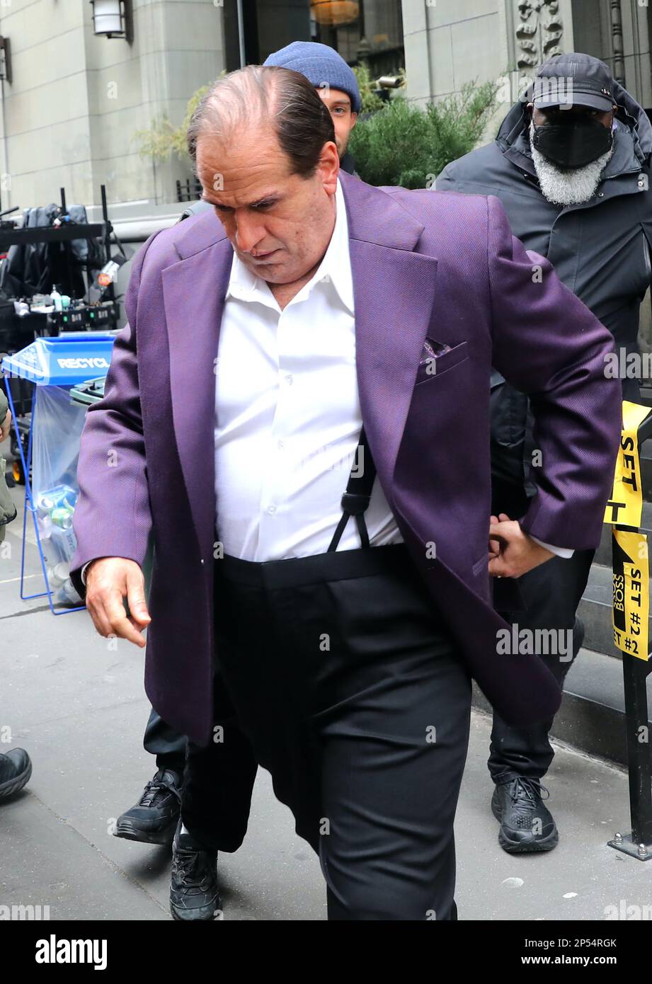 Colin Farrell pictured at "The Penguin" set in Downtown, Manhattan ...