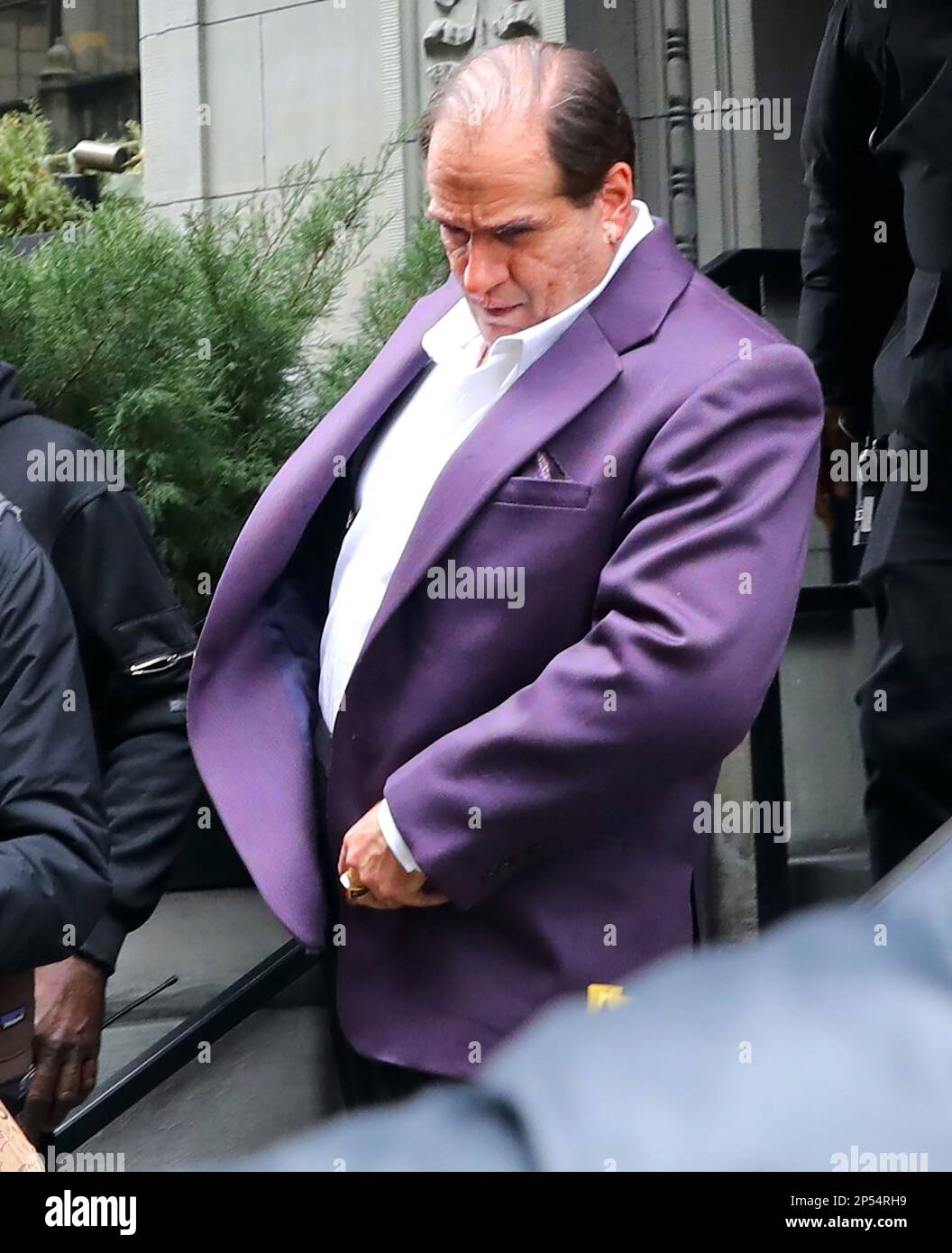 Colin Farrell pictured at "The Penguin" set in Downtown, Manhattan ...