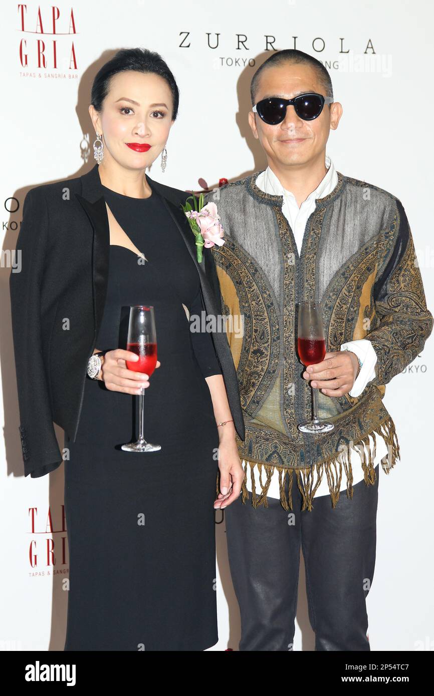 Carina Lau and Tony Leung attend the opening ceremony of her restaurant ...