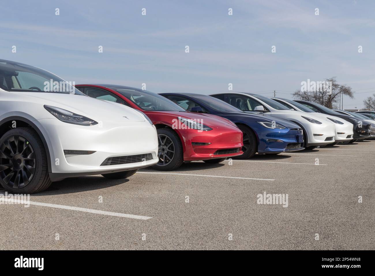 Indianapolis - Circa March 2023: Tesla EV electric vehicles on display ...