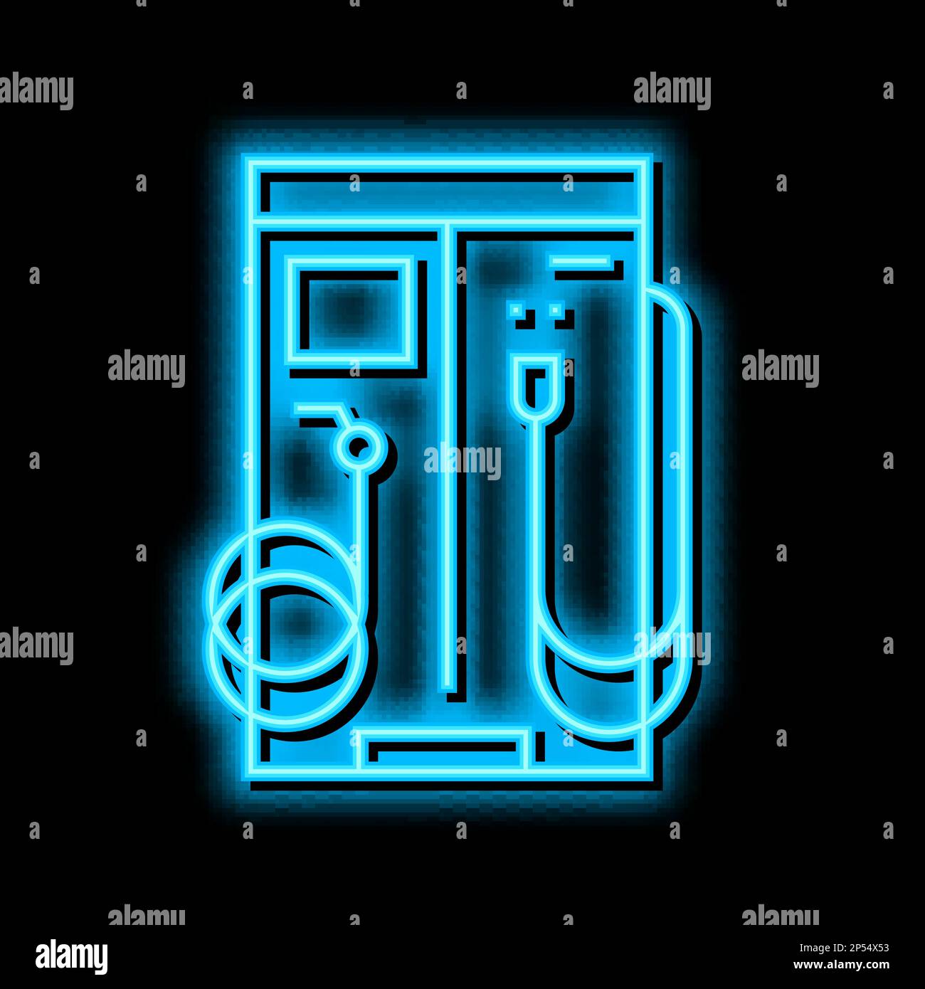 vacuum cleaner and water for wash car station equipment neon glow icon ...