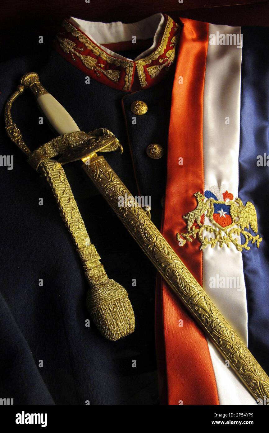 In this Aug. 2, 2013 photo, the uniform and presidential sash worn by ...