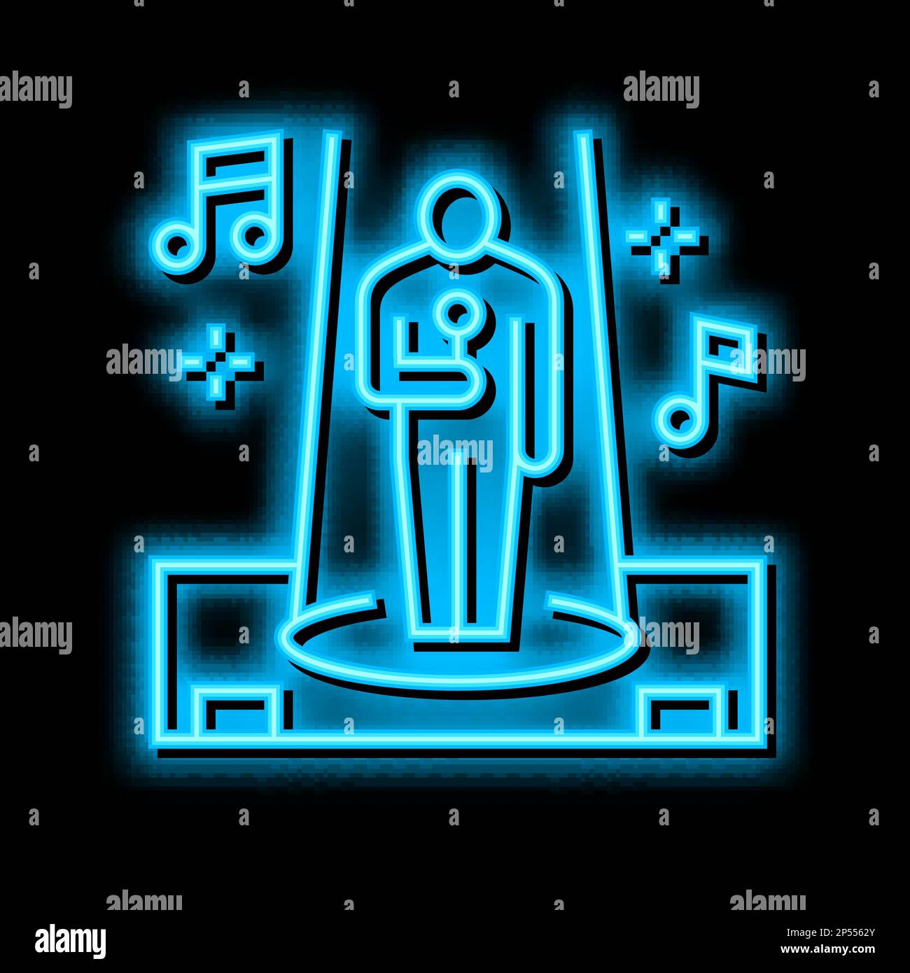 singer performance song on stage neon glow icon illustration Stock ...