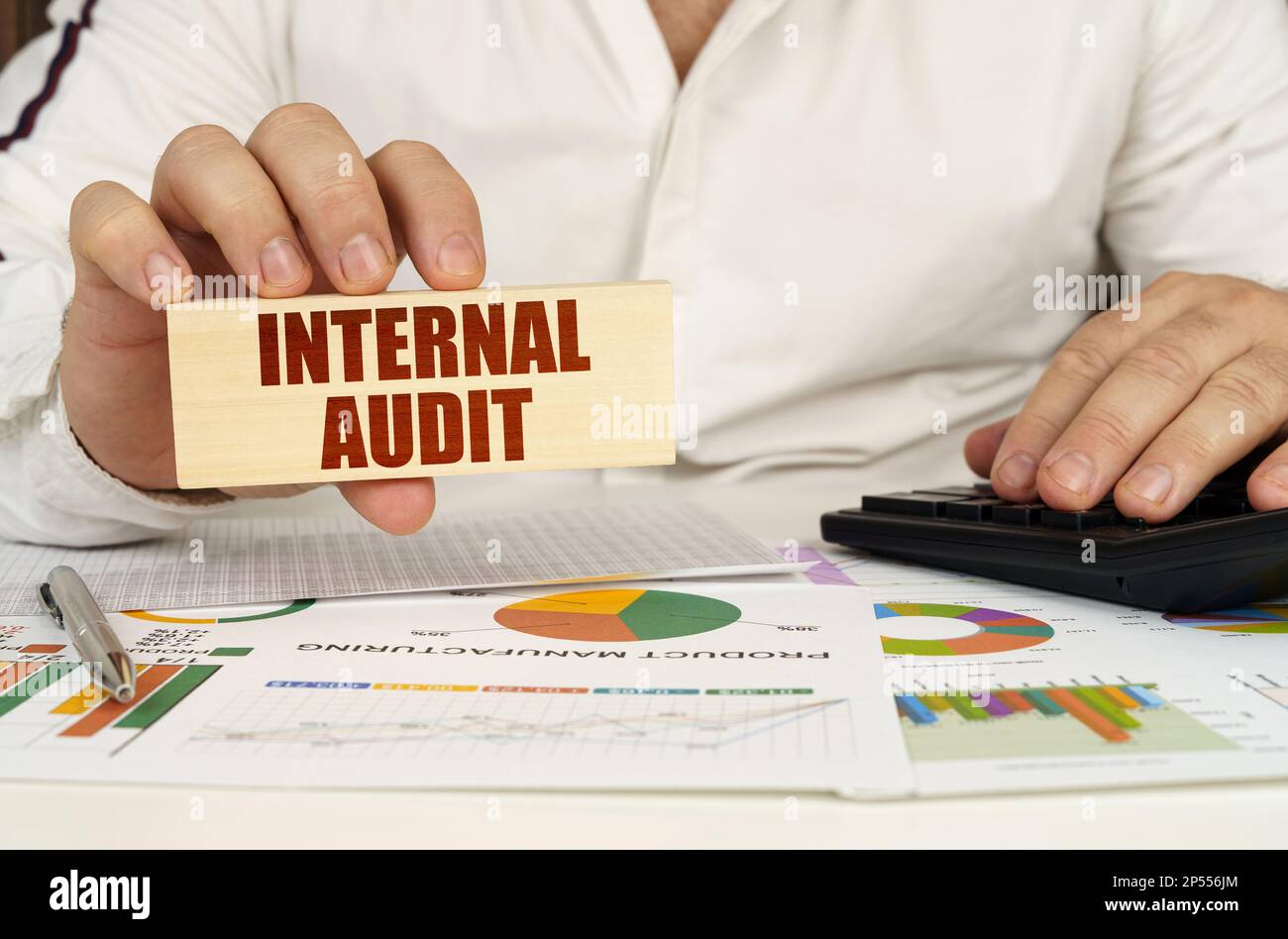 Business concept. On the table are business charts and diagrams in the ...