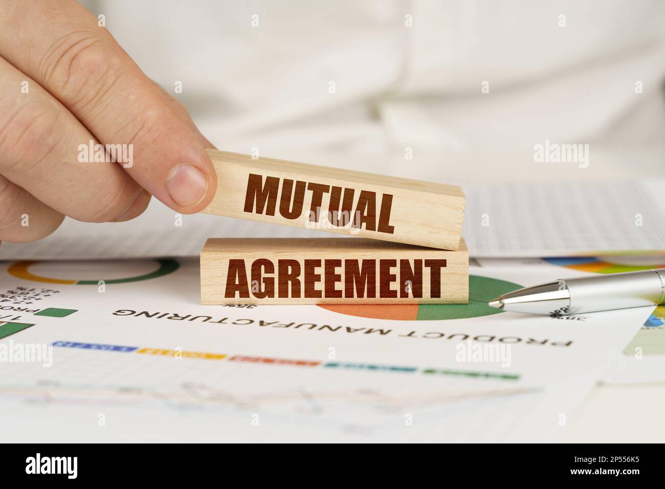 Business concept. On the table are business charts and diagrams in the ...