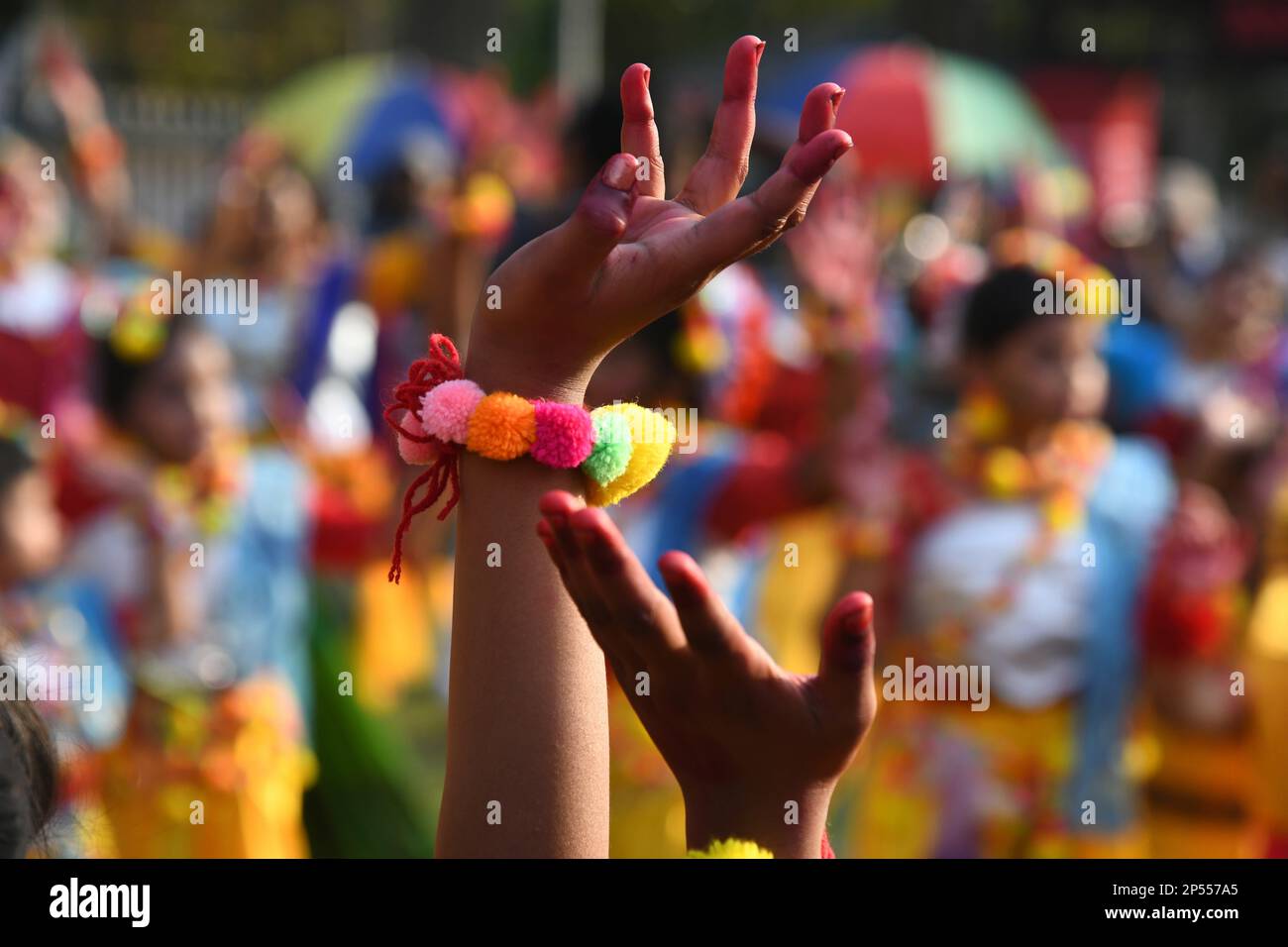 March 05, 2023, Kolkata, India: Dancers performing Basanta Utsav to ...