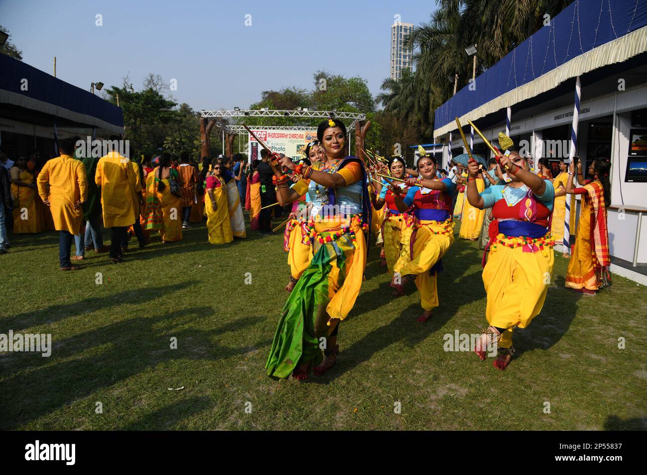 March 05, 2023, Kolkata, India: Dancers performing Basanta Utsav to ...