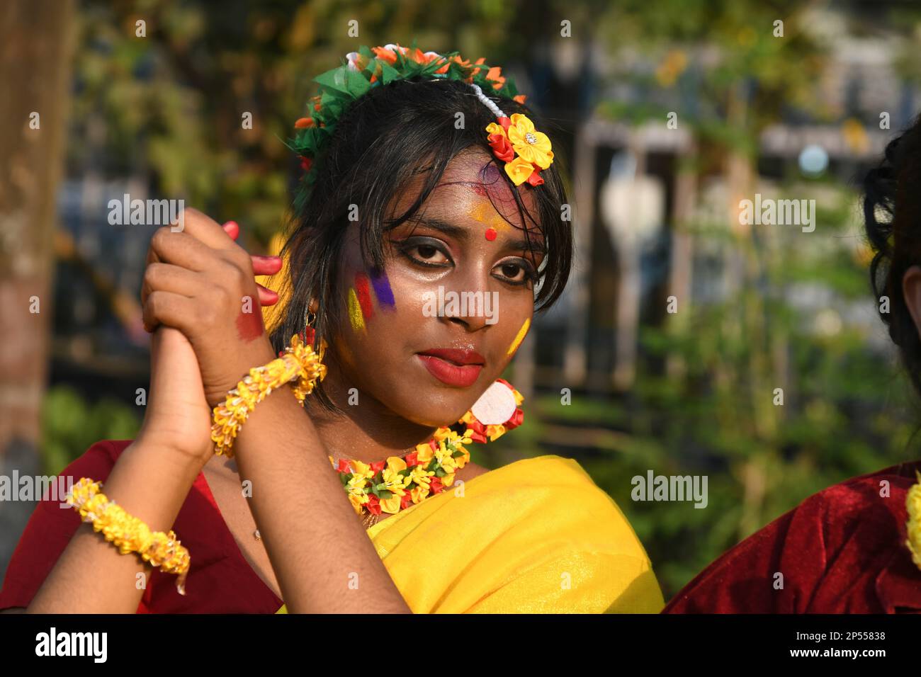 March 05, 2023, Kolkata, India: Dancers performing Basanta Utsav to ...