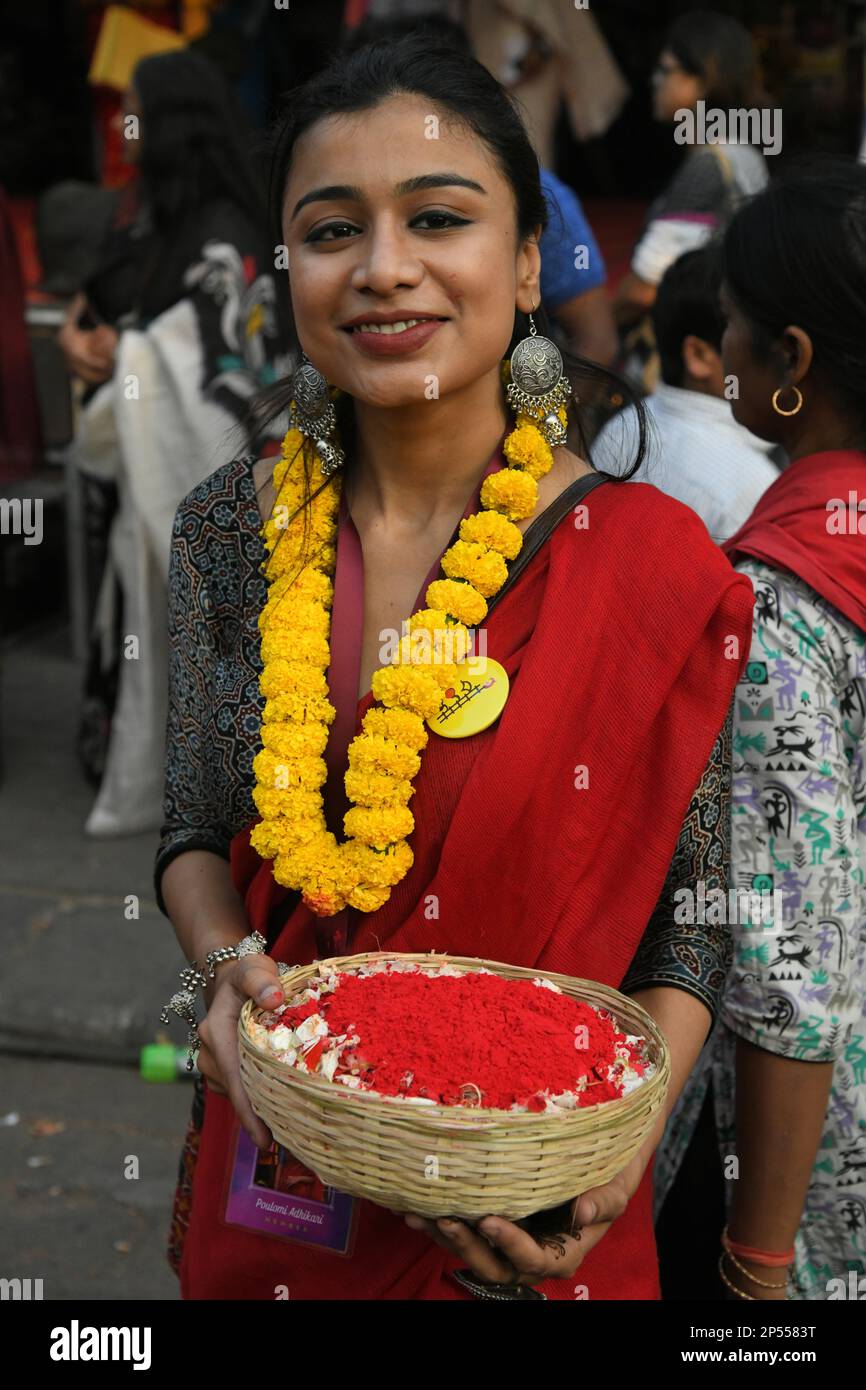 March 05, 2023, Kolkata, India: Dancers performing Basanta Utsav to ...