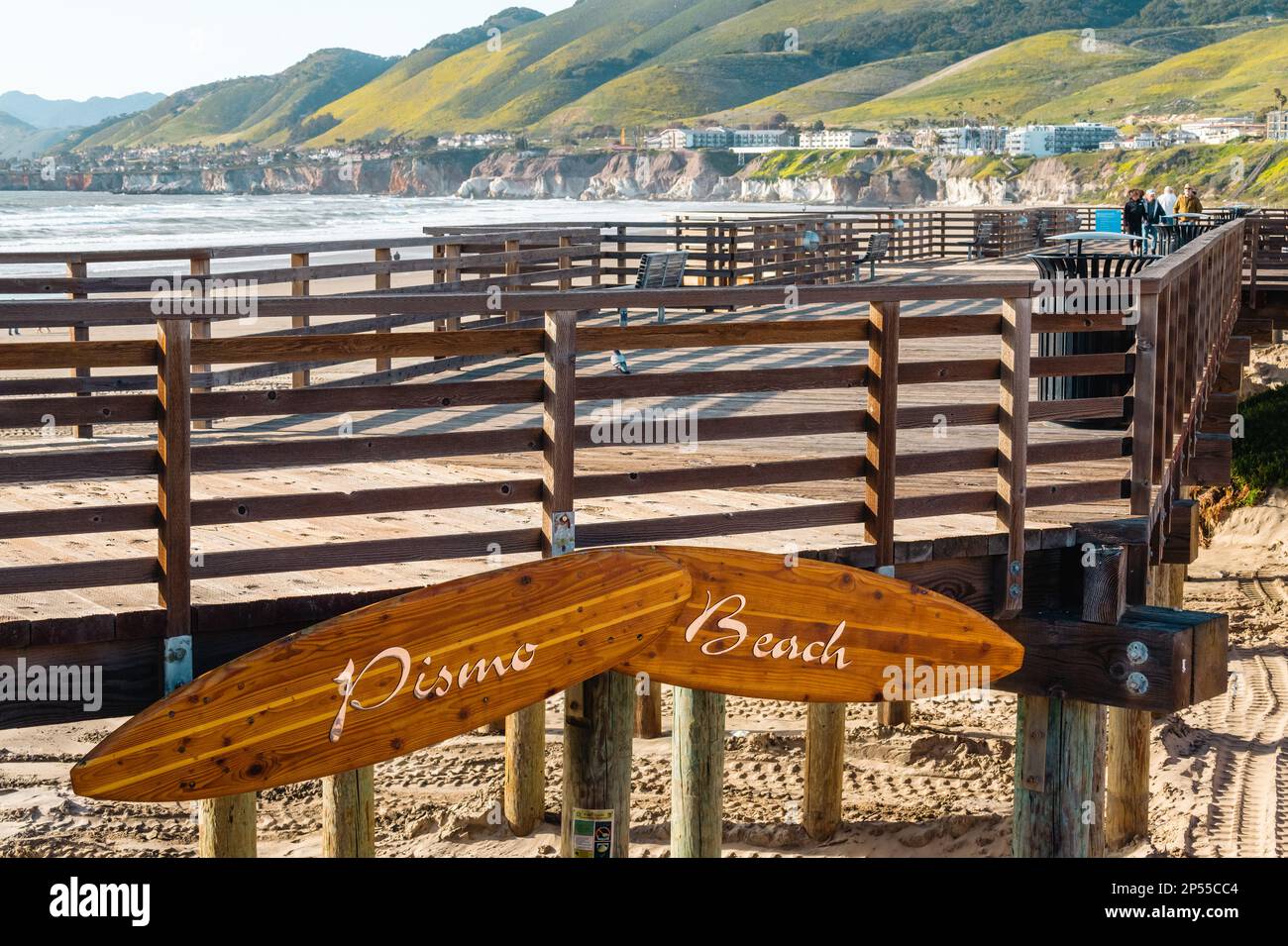 Pismo Beach, California, USA - March 2, 2023. Pismo Beach pier, and ...