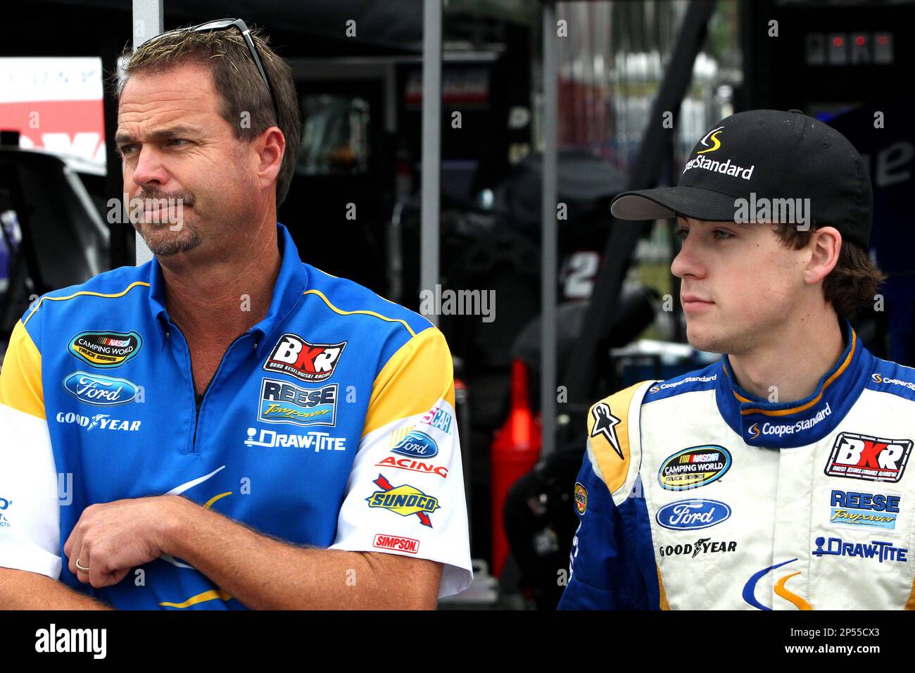 Crew chief Doug Randolph and Ryan Blaney during practice for the NASCAR ...