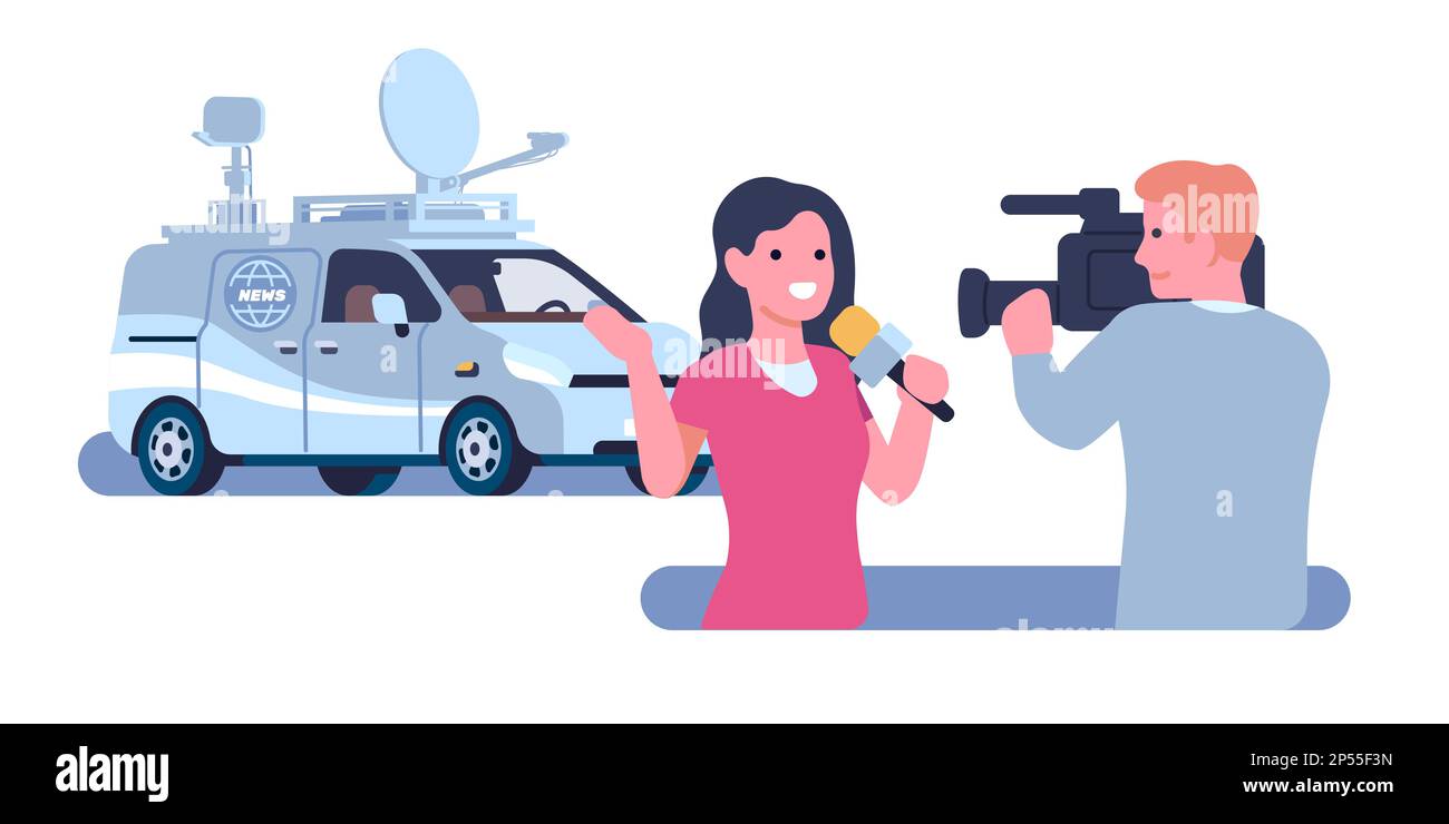 Tv news reporter reporting Cut Out Stock Images & Pictures - Alamy