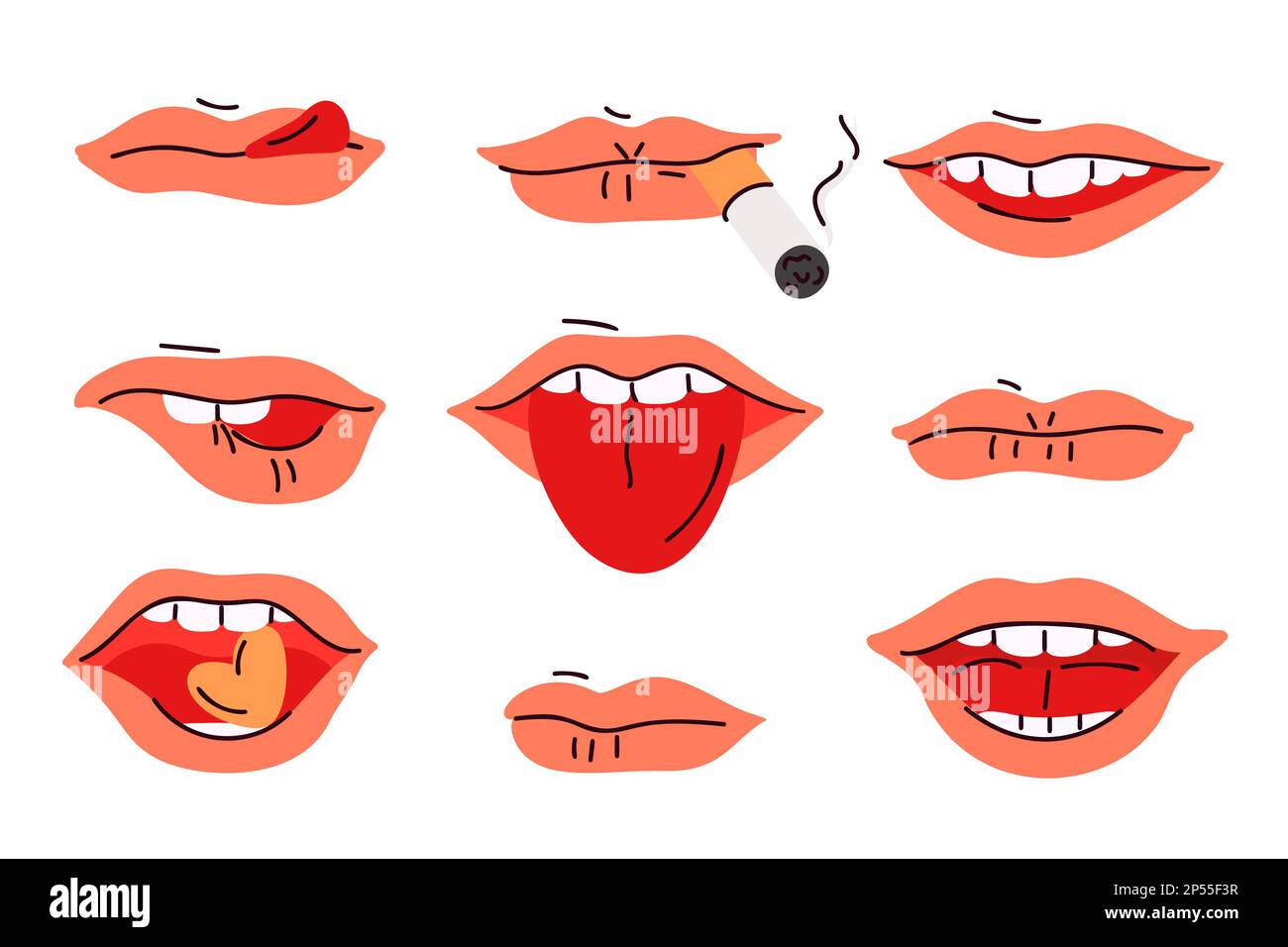 Male Mouth Expressions Different Lips Emotions Smiles And Anger