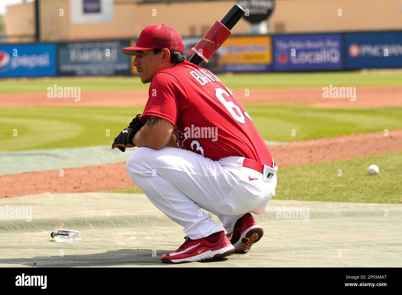 St. Louis Cardinals catcher Tres Barrera waits to hit during during ...