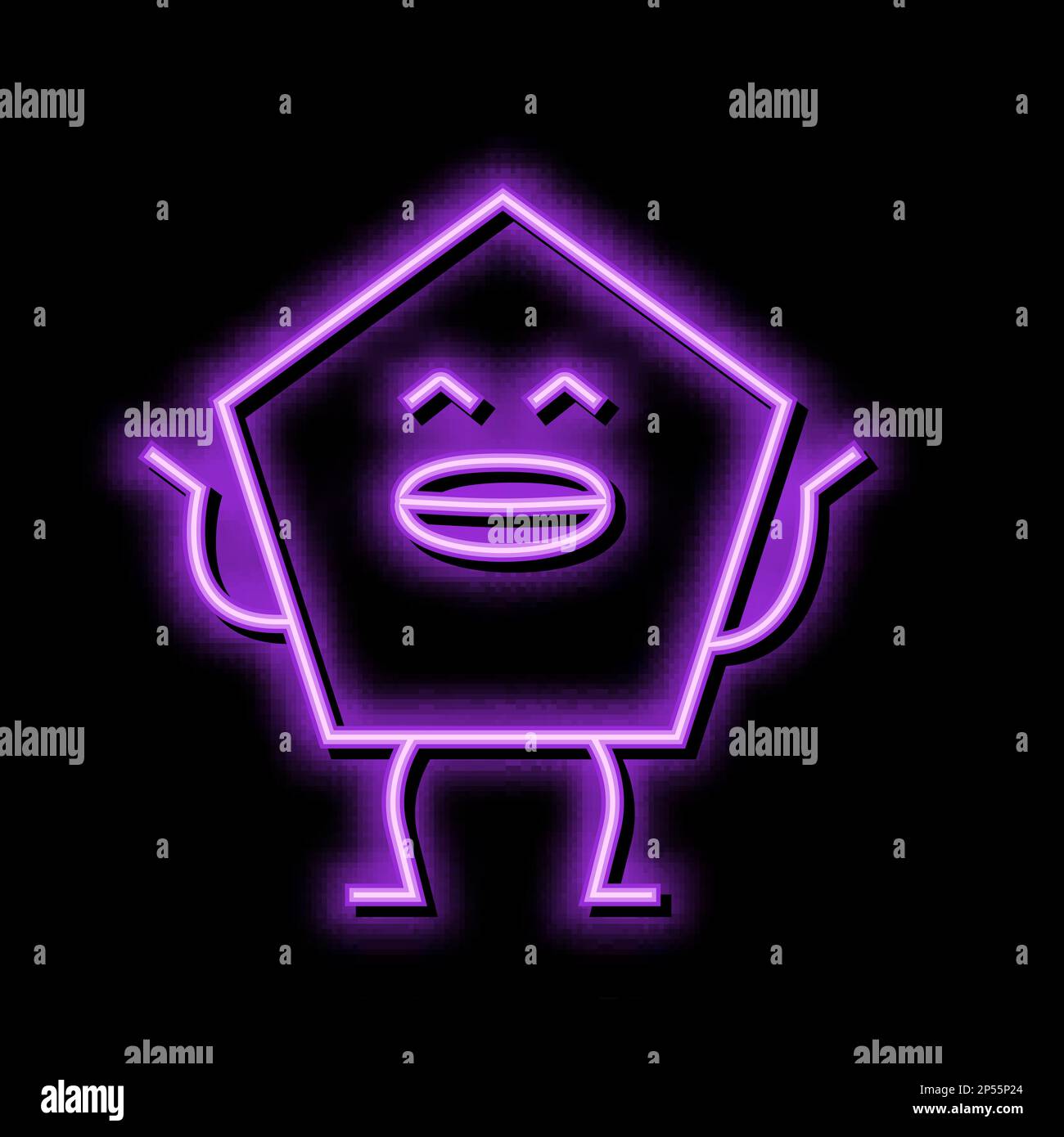 pentagon geometric shape character neon glow icon illustration Stock ...