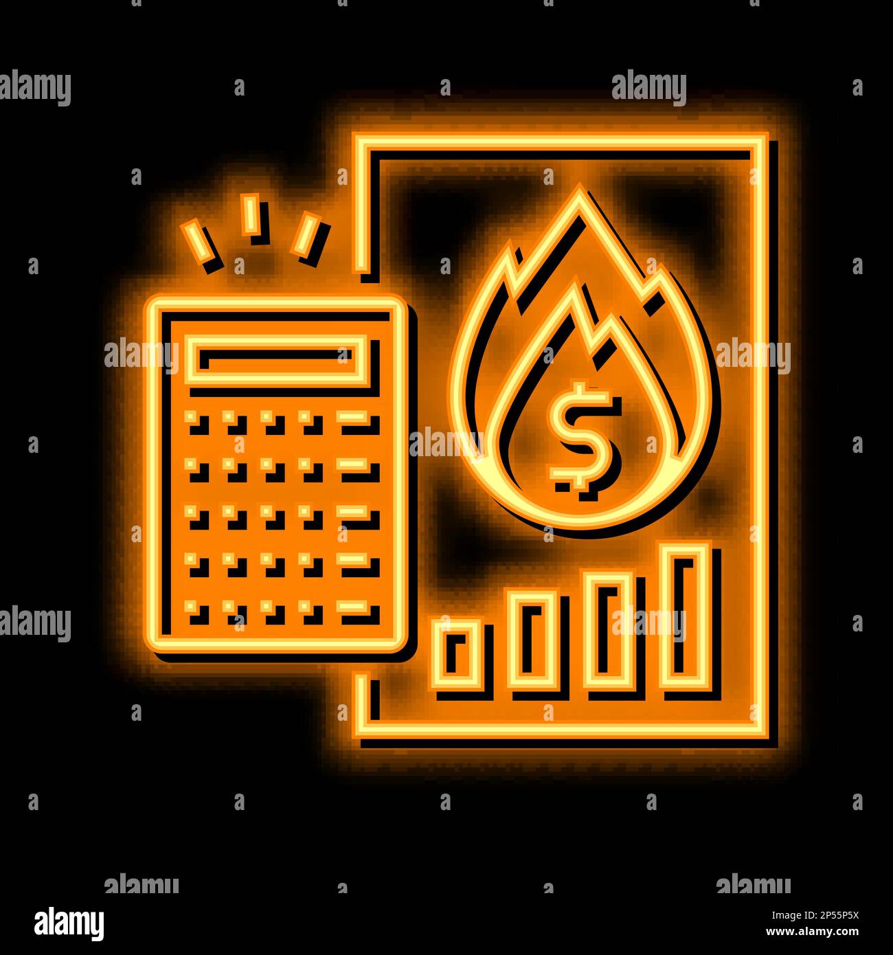 Calculator Inflation Neon Glow Icon Illustration Stock Vector Image