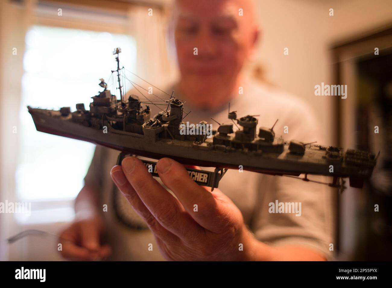 Neil Davison, 71, shows off a model he built of a Fletcher military ...