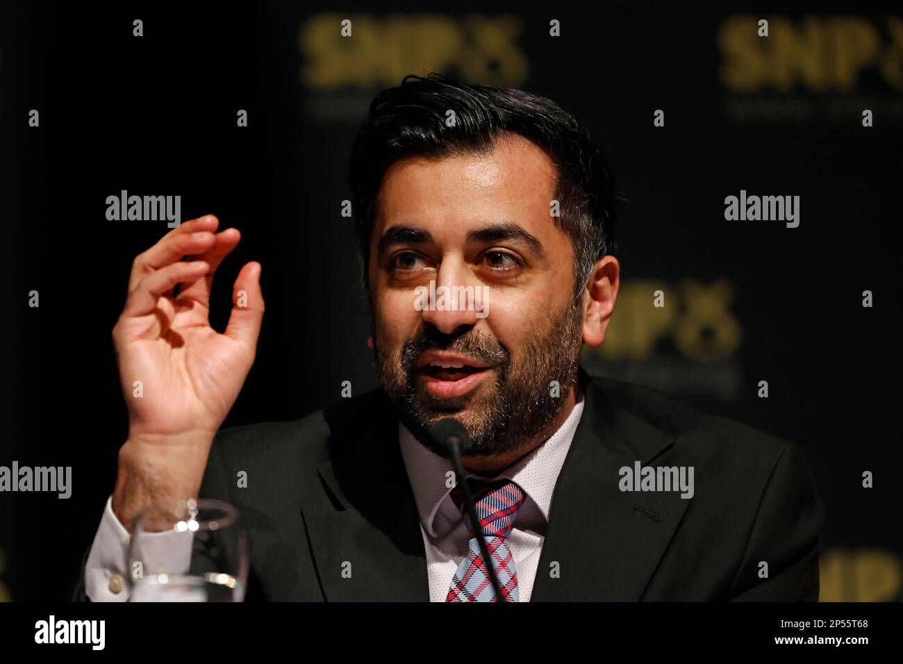 Humza Yousaf taking part in the SNP leadership hustings at Easterbrook ...