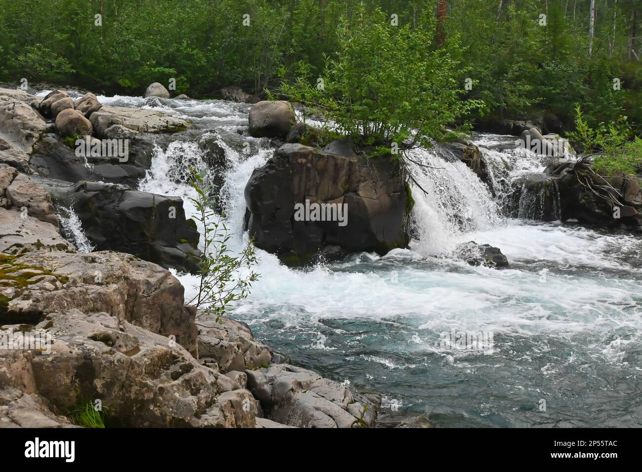 Waterfall on the Putorana Plateau. Water landscape on the Putorana ...
