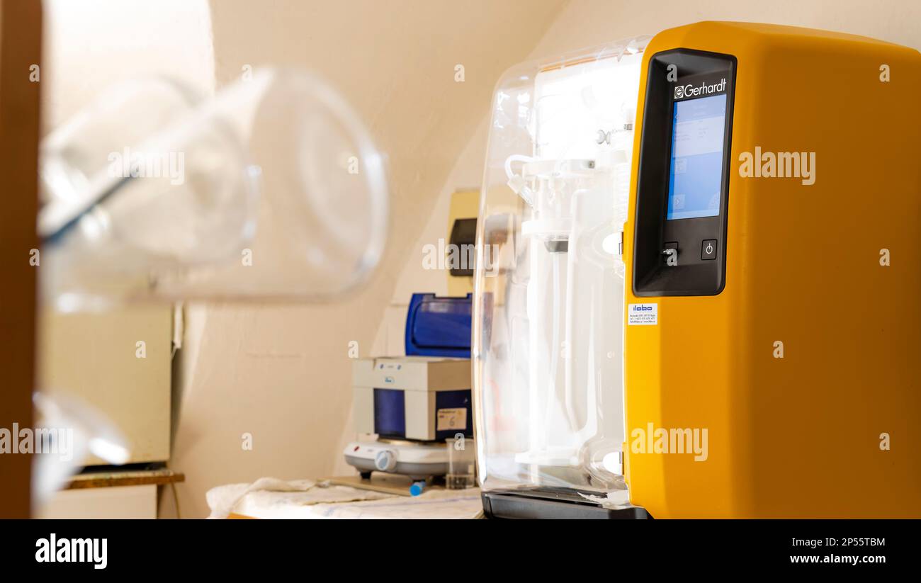 wine's laboratory with traditional and modern apparatus Stock Photo - Alamy