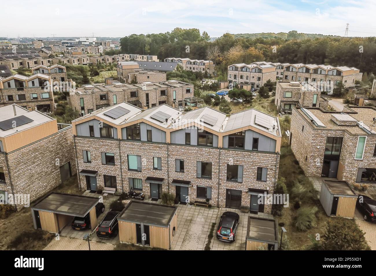 Amsterdam, Netherlands - 10 April, 2021: an aerial view of some houses ...