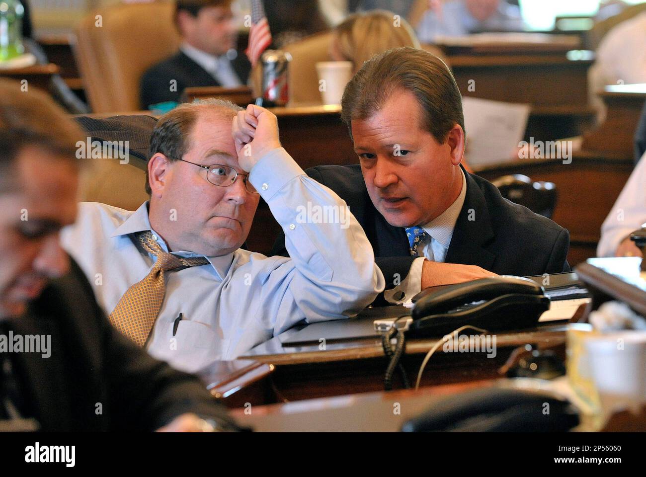 Senate Majority Leader Randy Richardville, right, talks with David ...