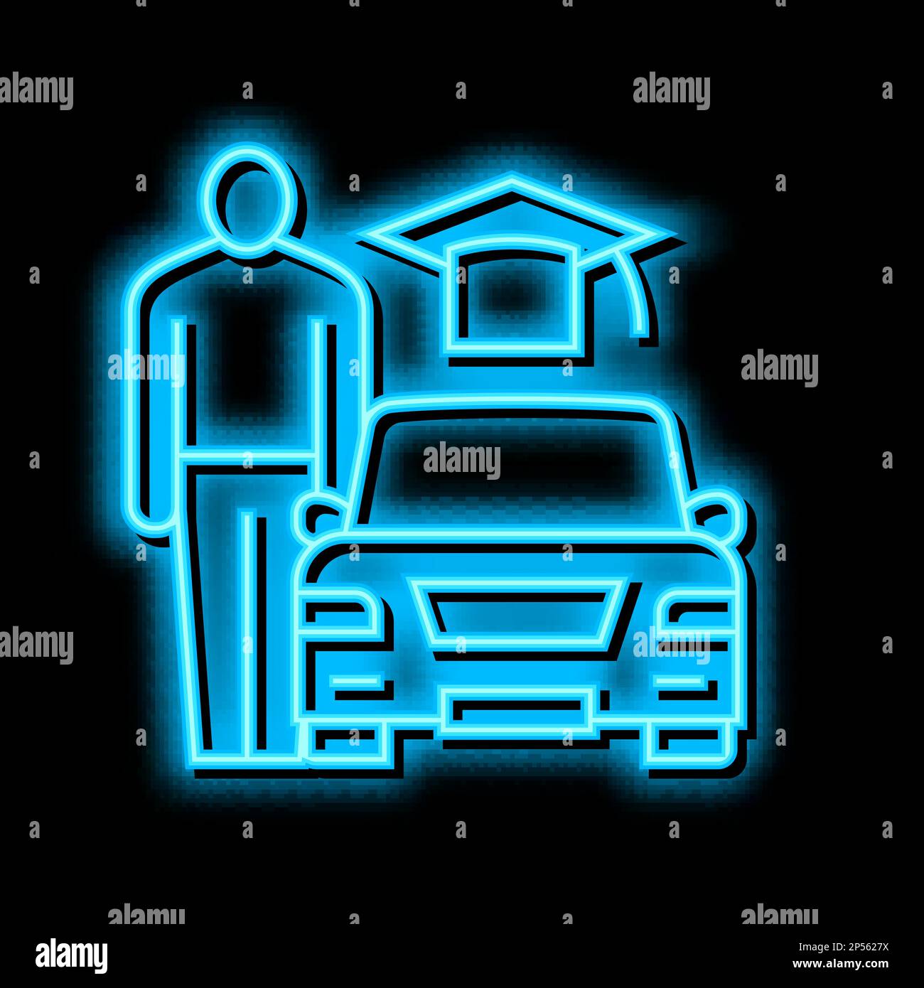 driving lessons for adults neon glow icon illustration Stock Vector ...