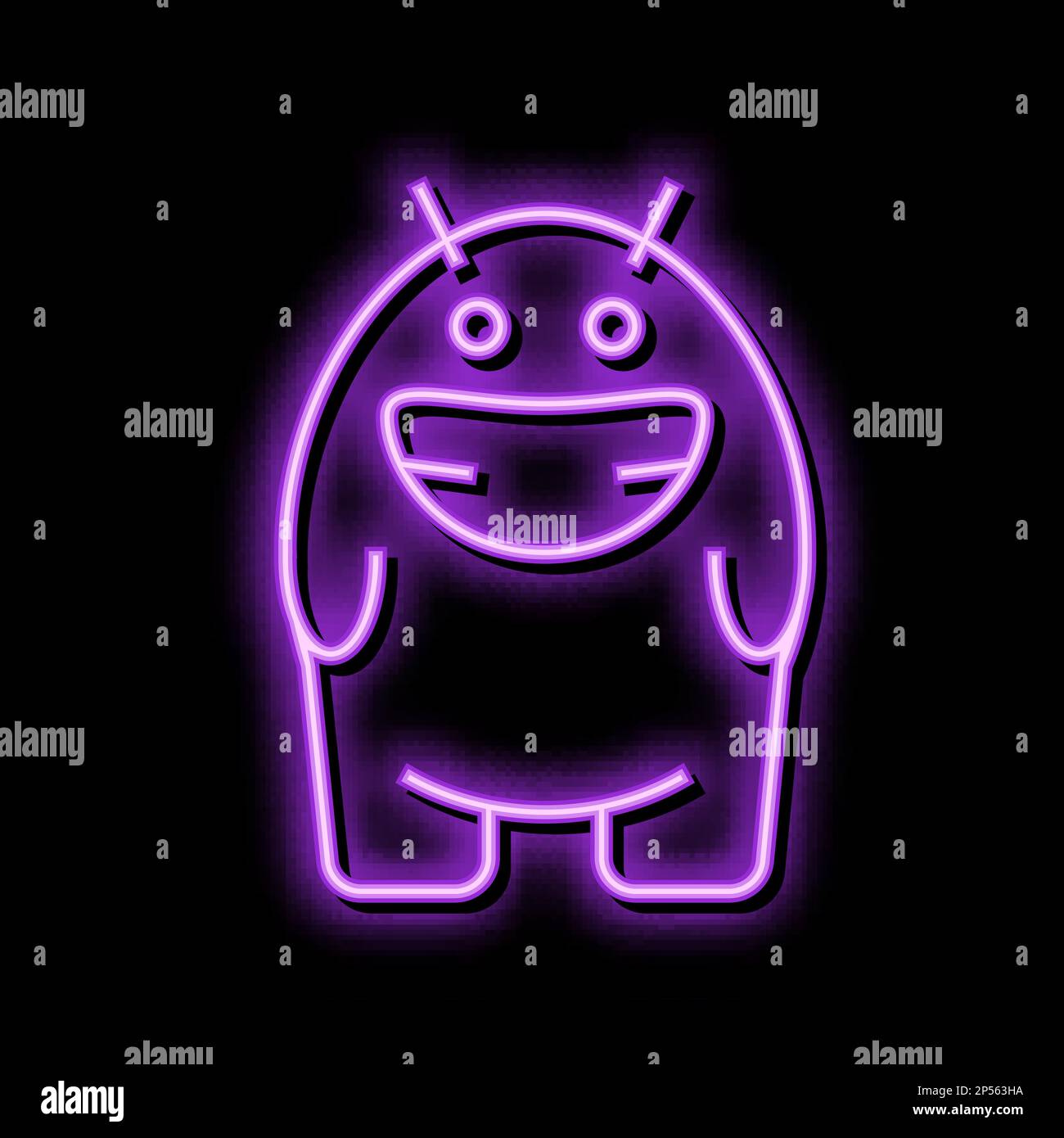 smile monster alien neon glow icon illustration Stock Vector Image ...