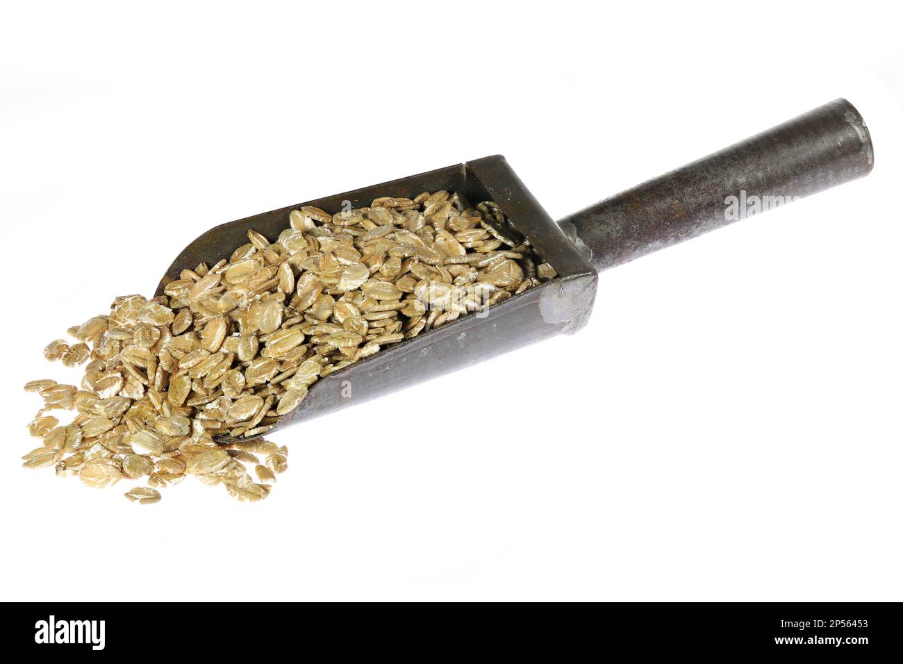 rye flakes in a weighing scoop isolated on white background Stock Photo ...