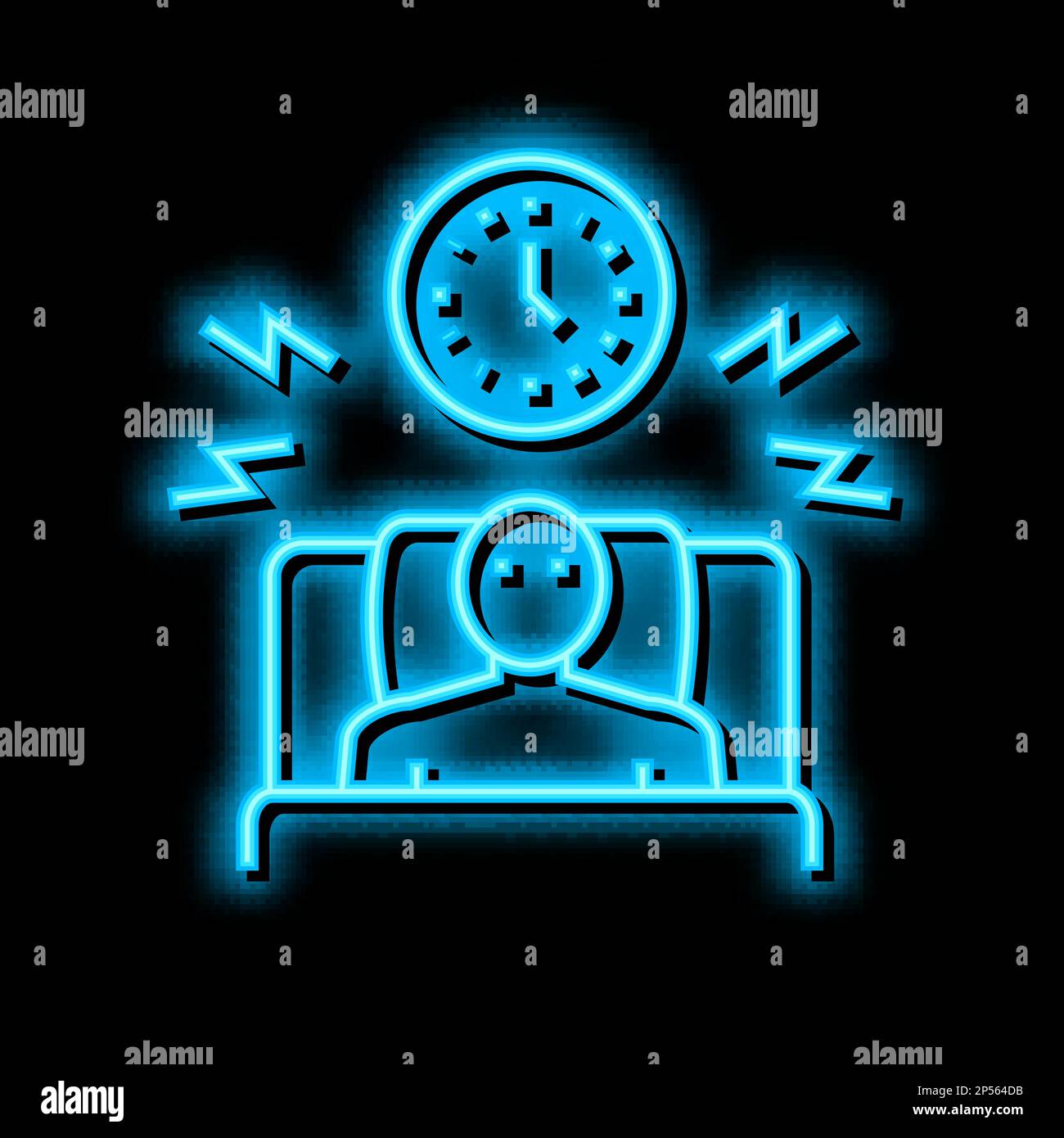 waking up too early neon glow icon illustration Stock Vector Image ...