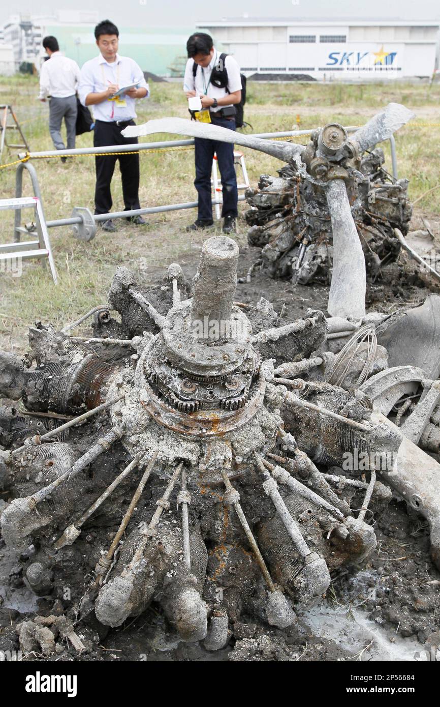 Aircraft wreckage believed to be from World War ll is shown to the ...