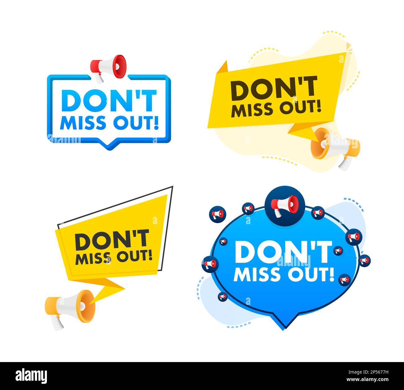 Megaphone Label Set With Text Dont Miss Out Megaphone In Hand