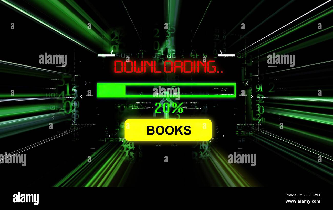 Downloading books progress bar on the screen Stock Photo - Alamy