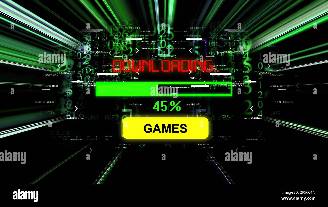 Downloading games progress bar on the screen Stock Photo - Alamy
