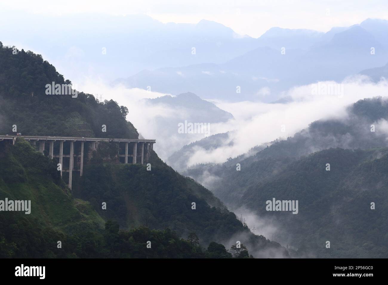 A view of the 229-metre-high concrete beam bridge Labajin Bridge, part ...