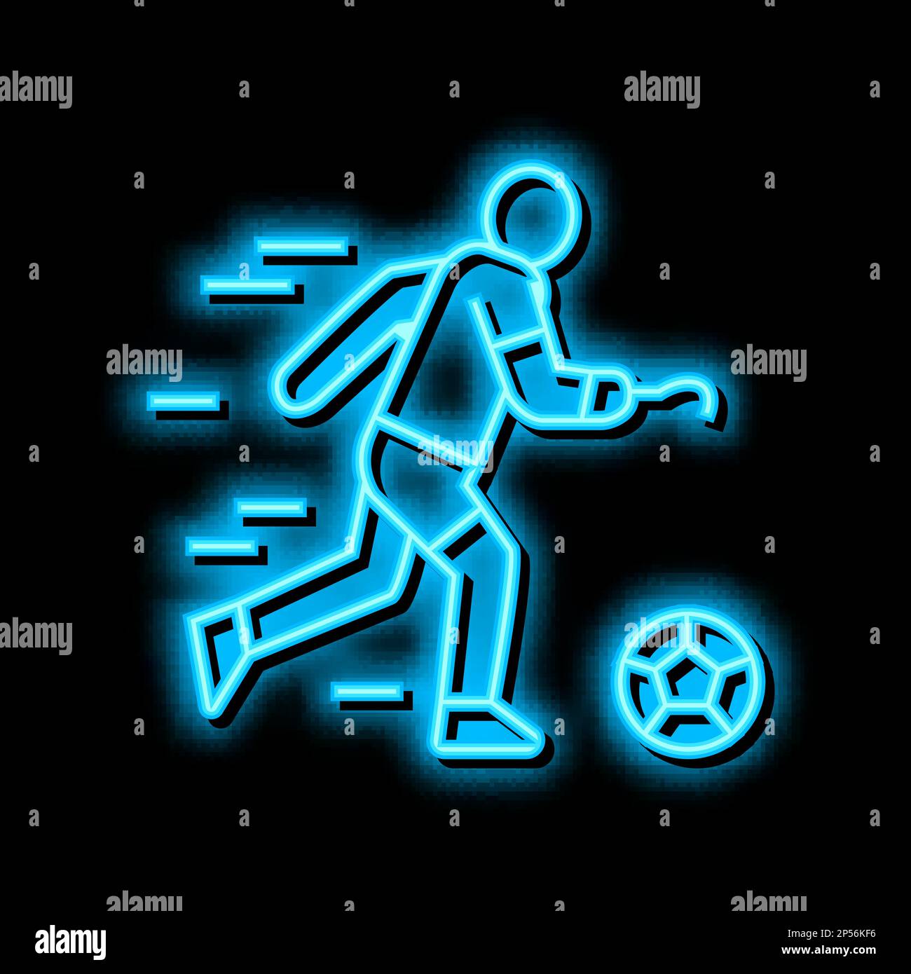 soccer football playing handicapped athlete neon glow icon illustration ...