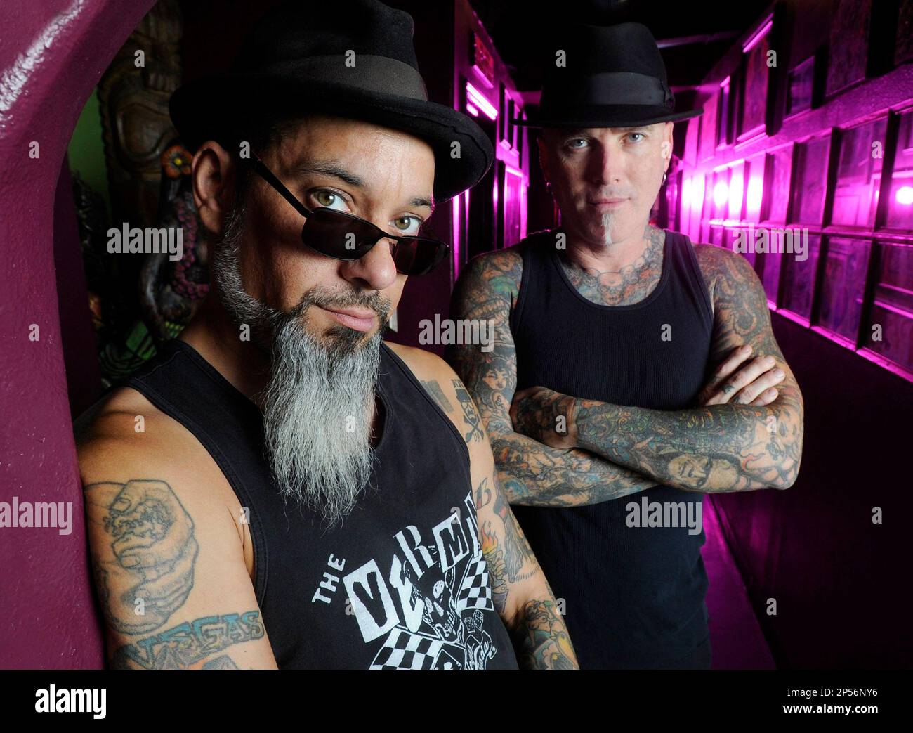 Rob Ruckus, left and Dirk Vermin pose together at the Pussykat Tattoo ...