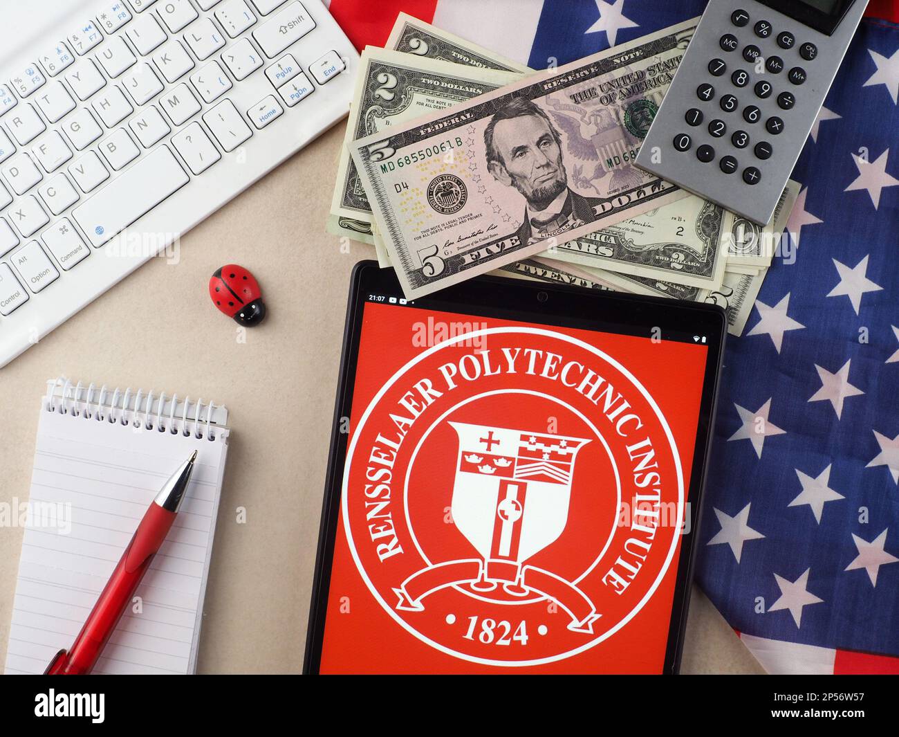 In this photo illustration, Rensselaer Polytechnic Institute logo seen ...