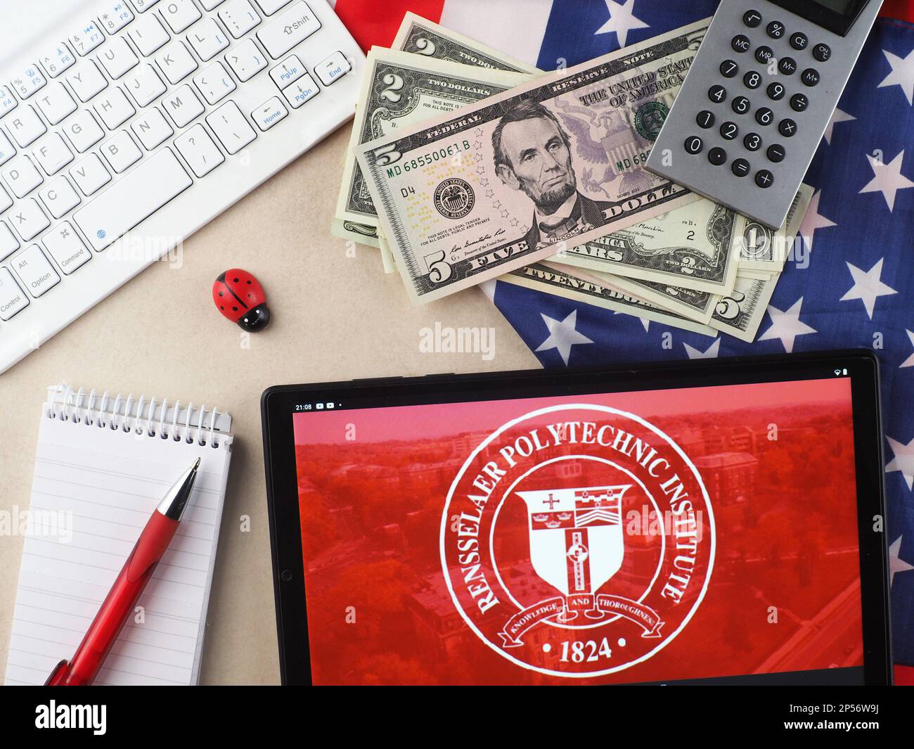 In this photo illustration, Rensselaer Polytechnic Institute logo seen ...