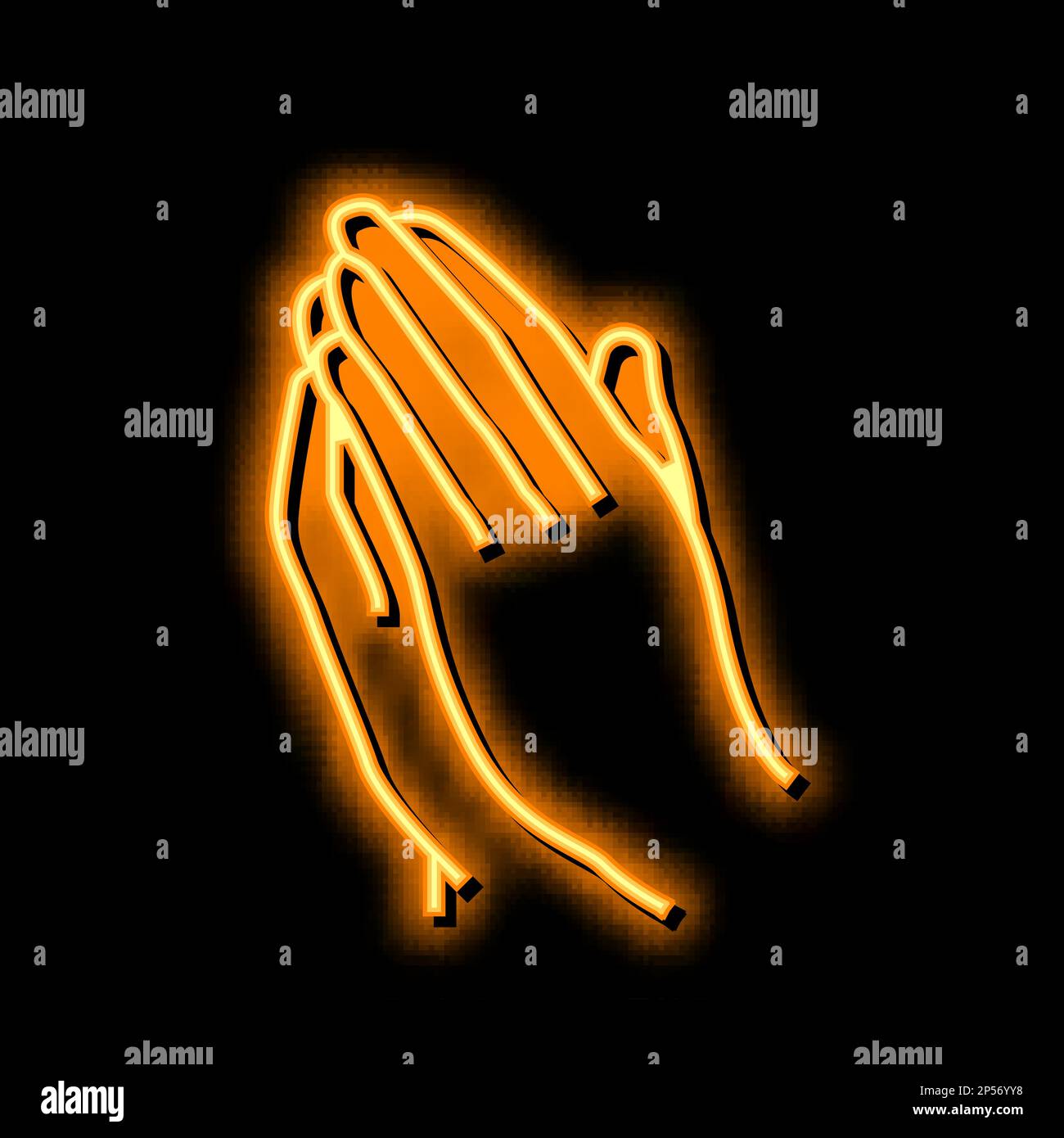 pray hand gesture neon glow icon illustration Stock Vector Image & Art ...