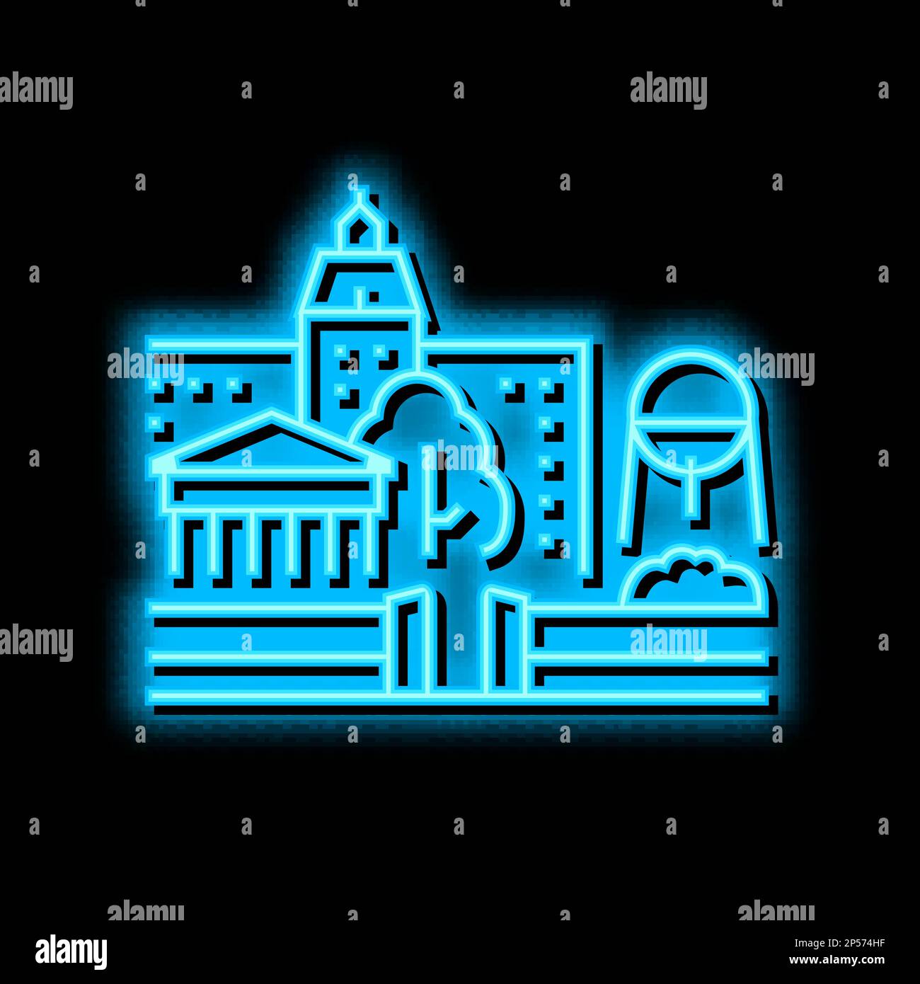 museum gallery art object construction neon glow icon illustration ...