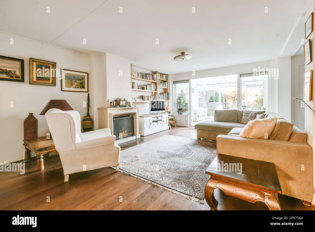 Amsterdam, Netherlands - 10 April, 2021: a living room with wood ...